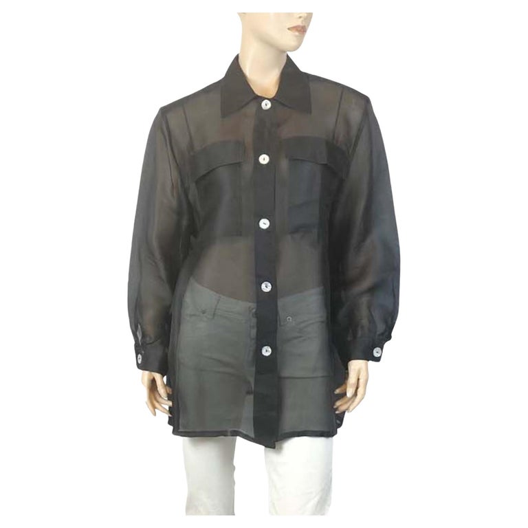 Givenchy Silk Sheer Button Up Blouse - US10W For Sale at 1stDibs