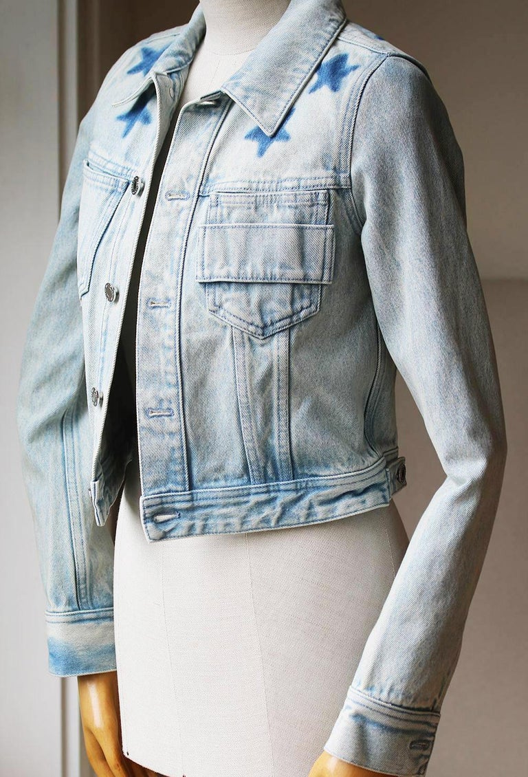 Givenchy Star Appliquéd Cropped Denim Jacket For Sale at 1stDibs ...