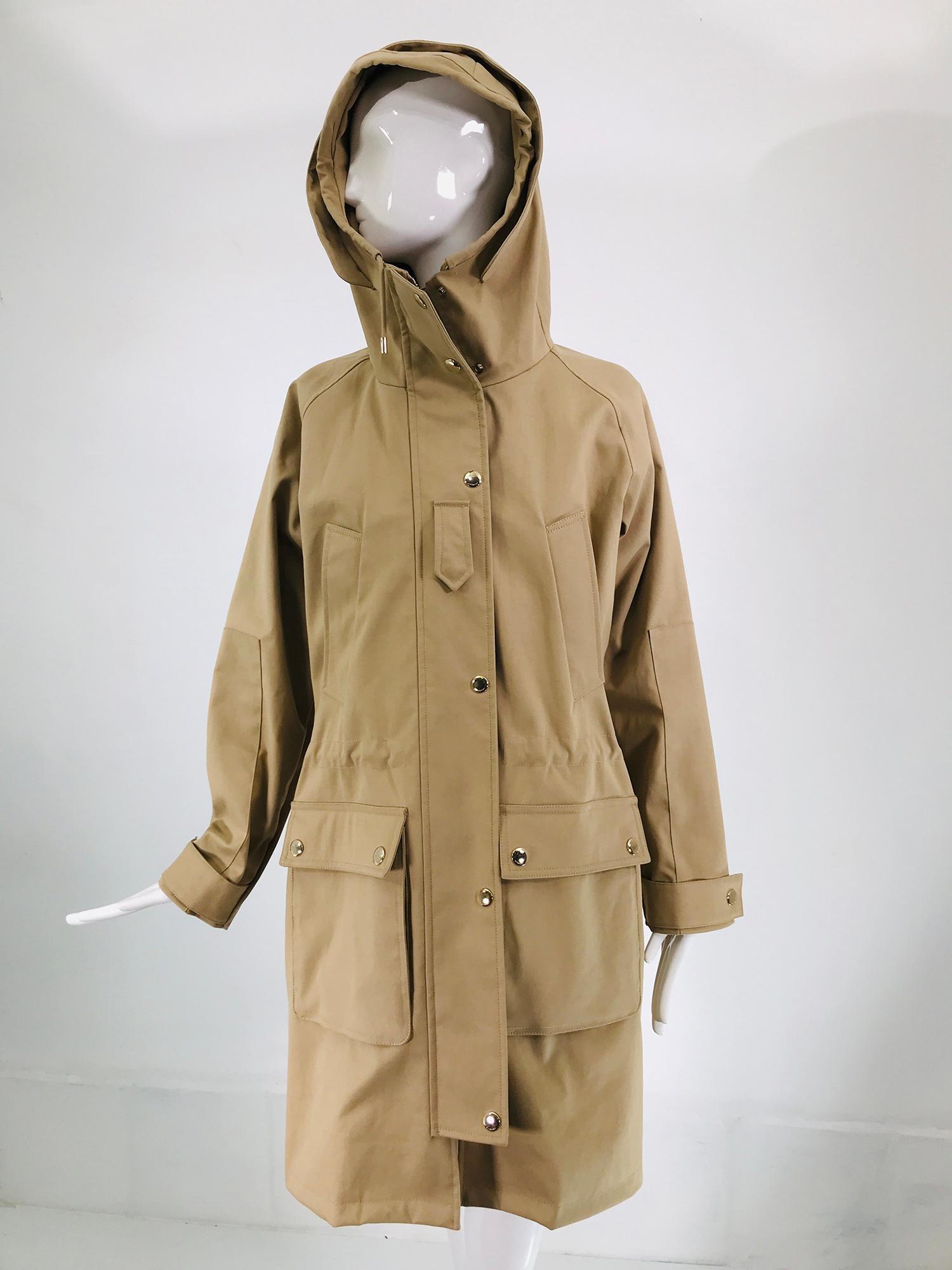 Givenchy Tan Poplin Hooded Full Length Parka Anorak at 1stDibs