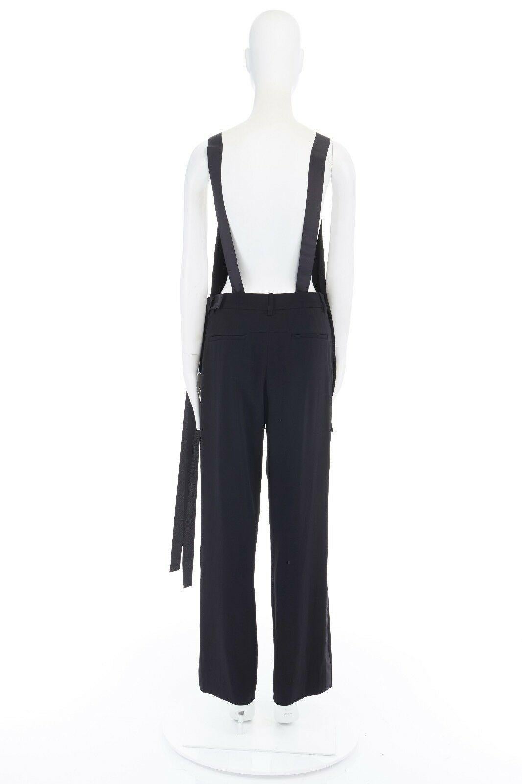 GIVENCHY TISCI black open back floral lace trimmed apron front jumpsuit ...