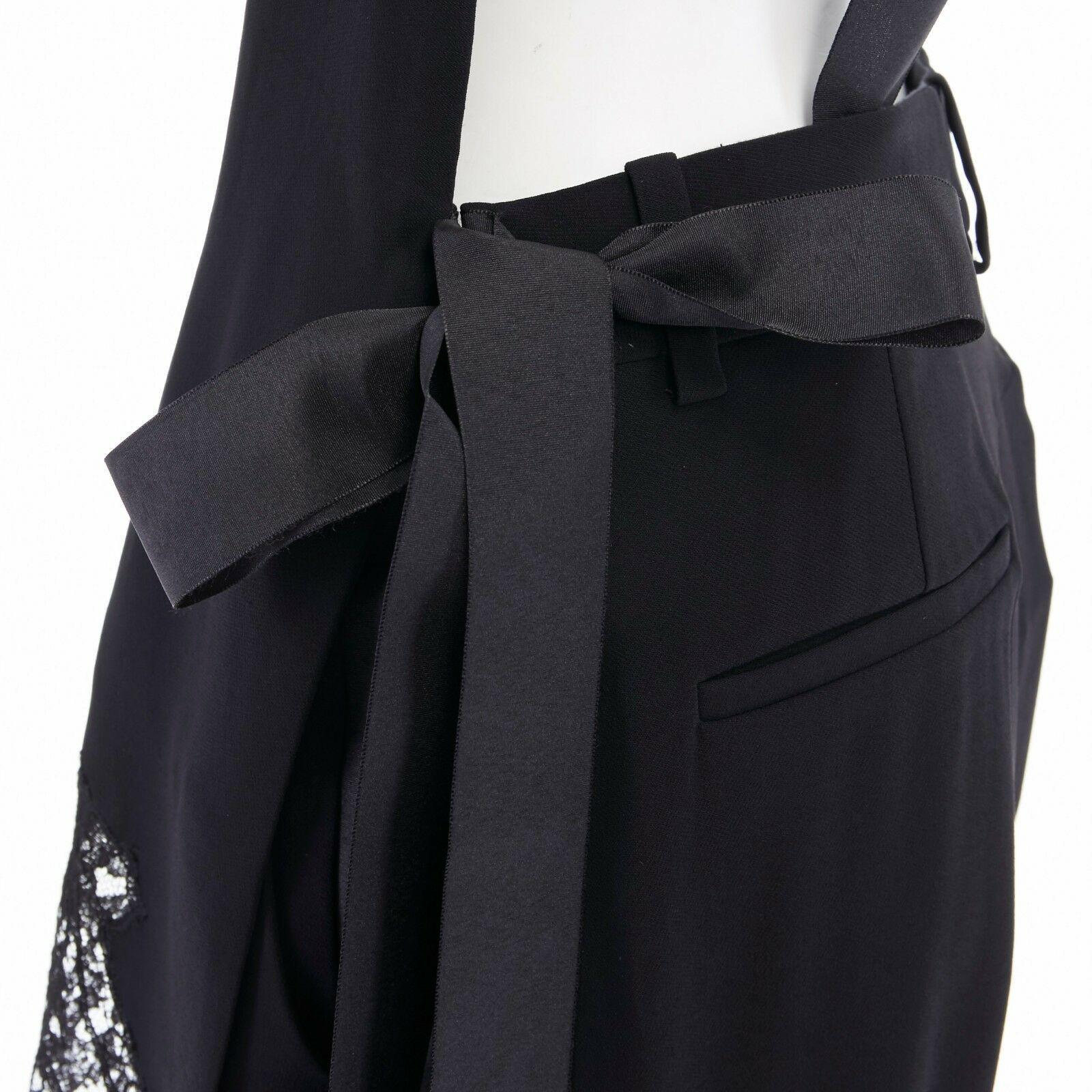 GIVENCHY TISCI black open back floral lace trimmed apron front jumpsuit ...