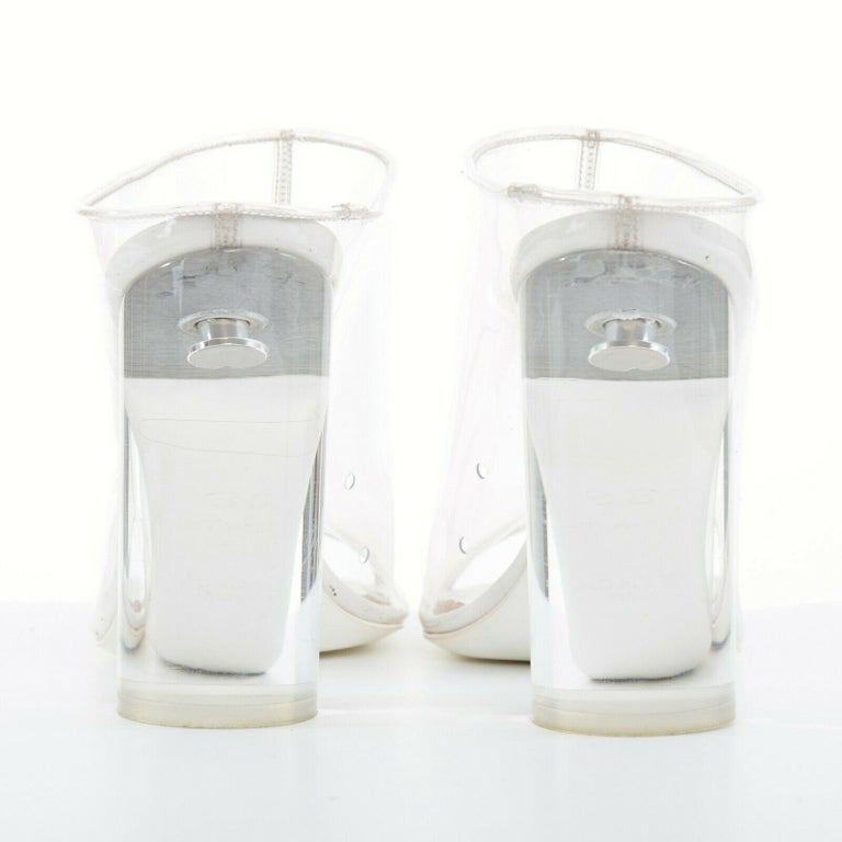 GIVENCHY TISCI white clear PVC perspex cylindrical heel peep toe mule ...