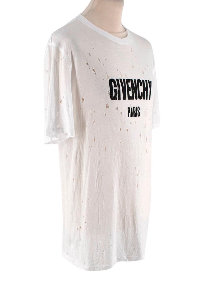 Givenchy White Distressed Logo Printed T-Shirt at 1stDibs | givenchy t ...
