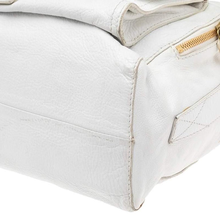 Givenchy White Leather East West Buckle Top Handle Bag For Sale at 1stDibs