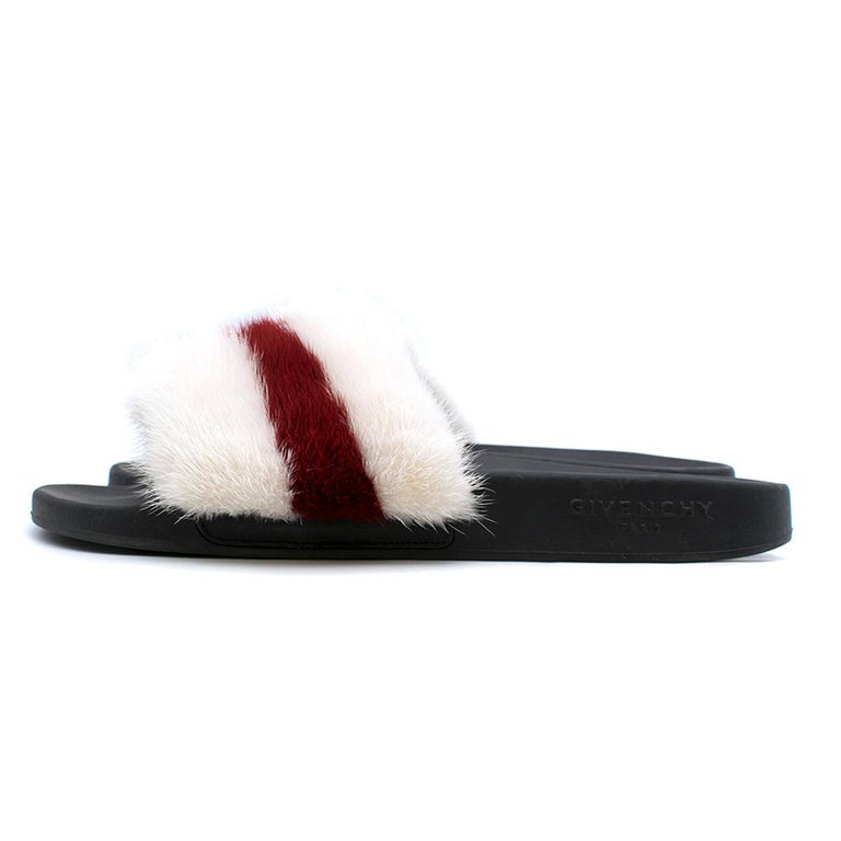 Givenchy White and Red Fur Slides Size 40 at 1stDibs | givenchy fur ...