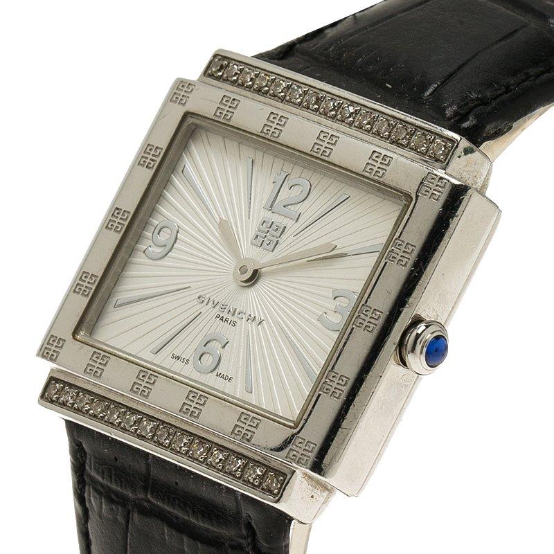 Givenchy White Stainless Steel Diamond Apsaras Women's Wristwatch 26MM ...