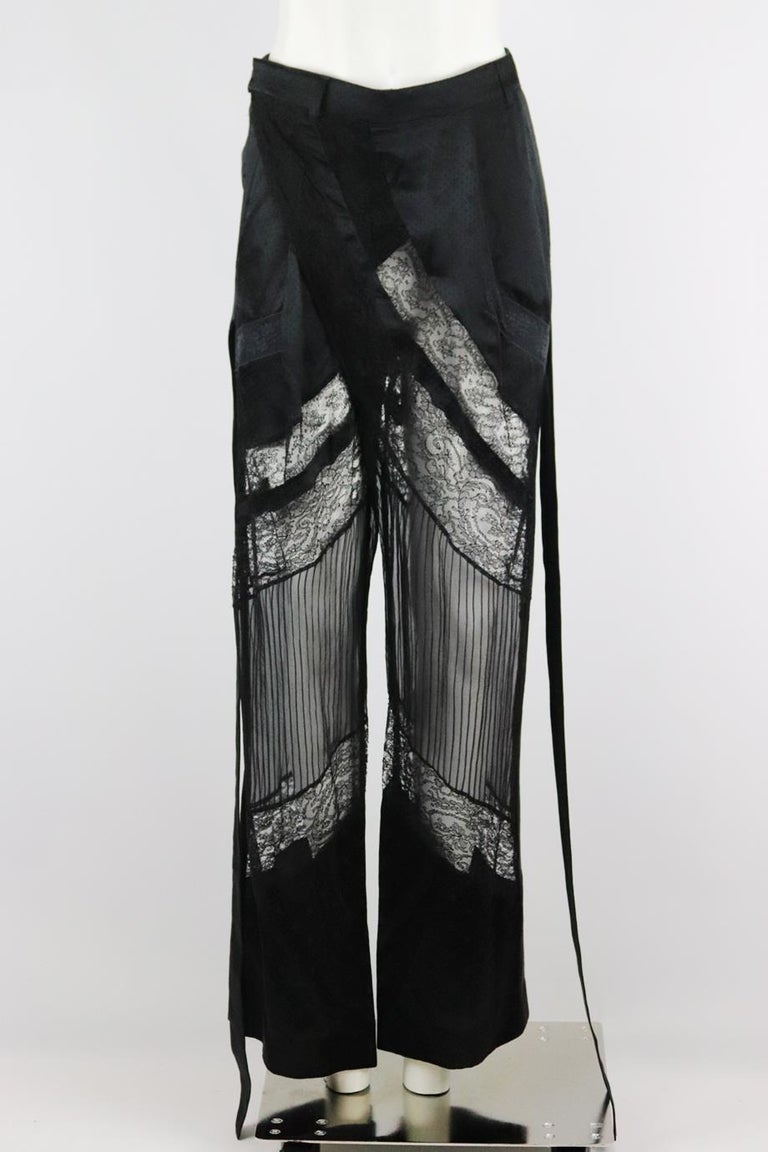 Givenchy Wrap Effect Lace And Silk Wide Leg Pants Fr 34 Uk 6 For Sale ...