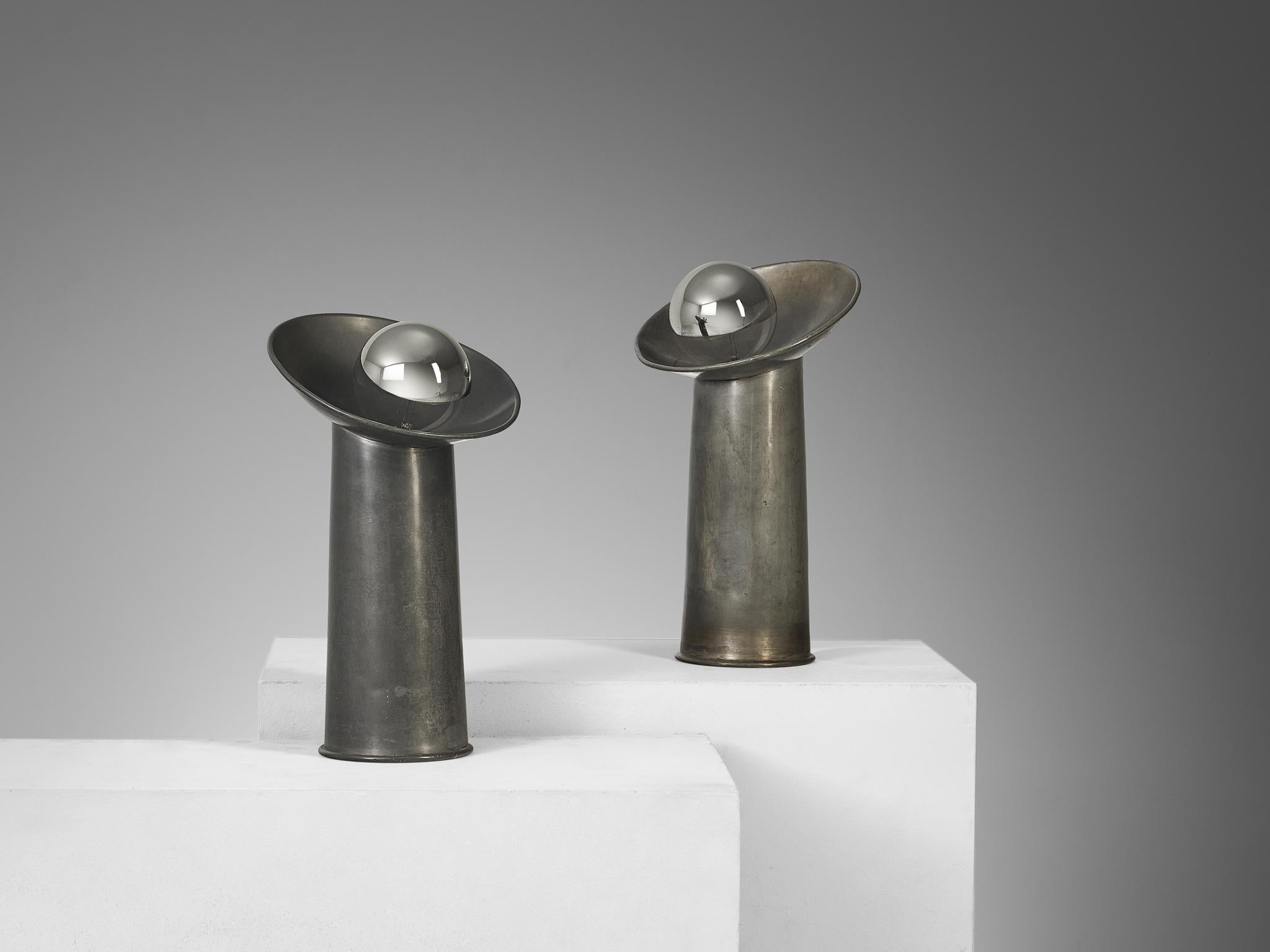 Gjlla Giani for Nucleo Sormani ‘Radar’ Table Lamps in Pewter For Sale ...