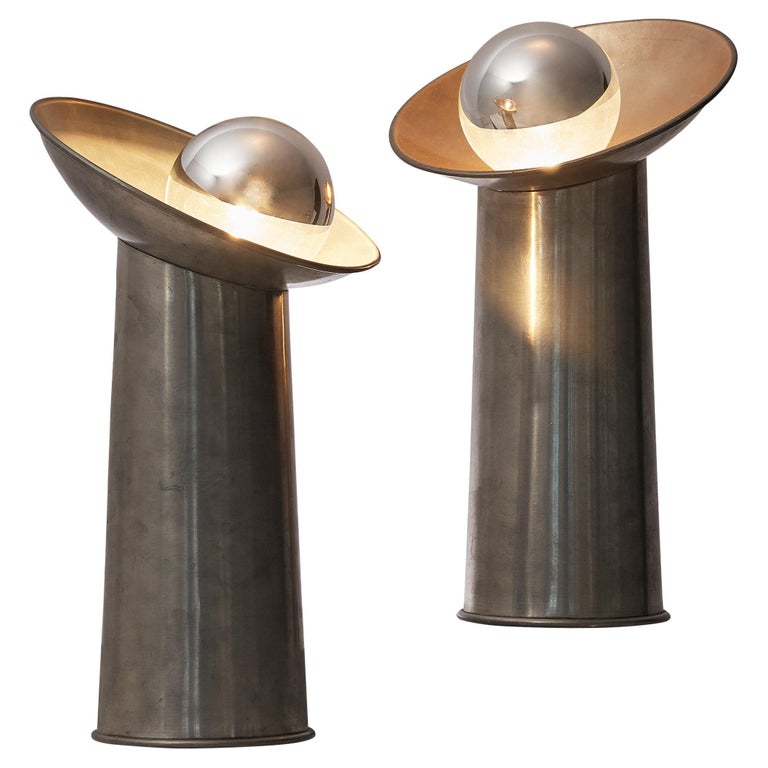 Gjlla Giani for Nucleo Sormani ‘Radar’ Table Lamps in Pewter For Sale ...