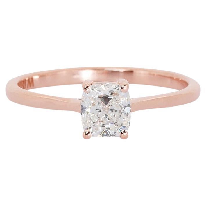 Glamorous 18k Rose Gold Solitaire Ring W/ 0.74 Ct Natural Diamonds Aig ...