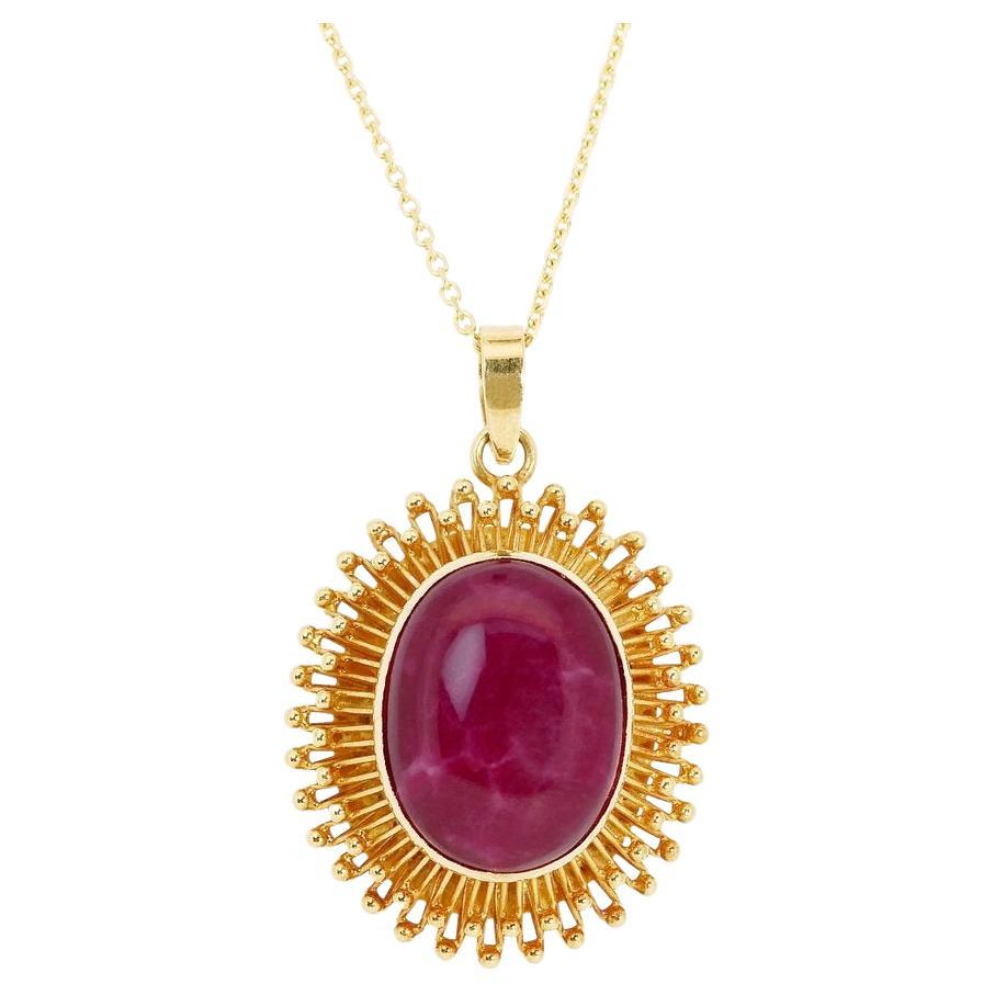Twinkling 4.12 Carat Ruby Diamond Necklace 18kt Solid Yellow Gold ...