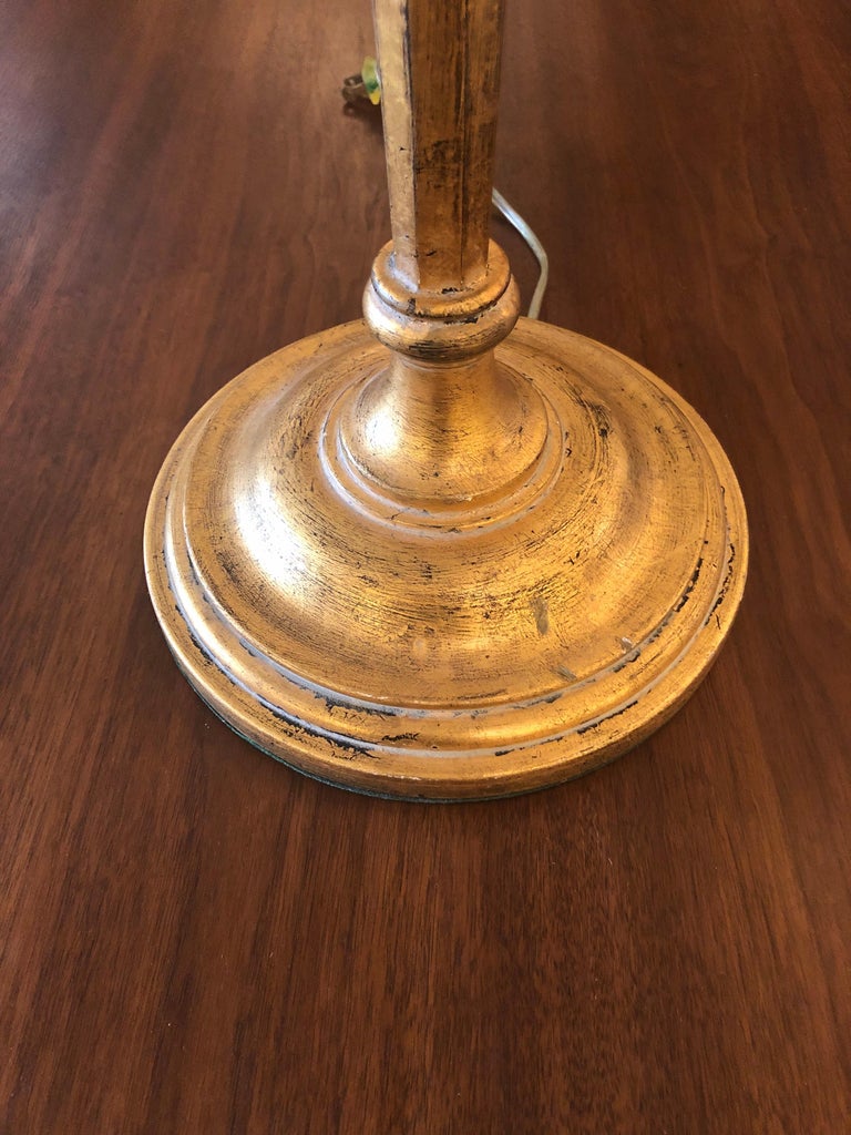 Glamorous Elongated Tall Gilded Table Lamps with Custom Shades For Sale ...