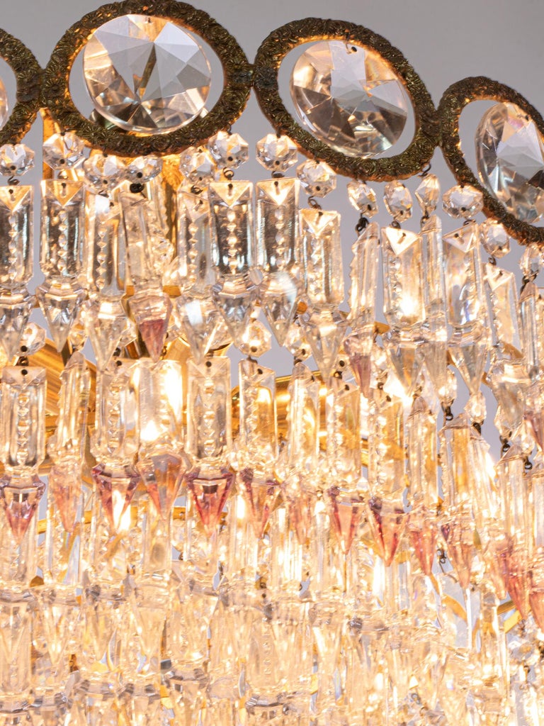 Glamorous Jewel Swarovski Crystal and Brass Chandelier, Germany, 1960s ...