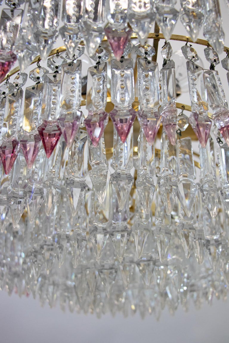 Glamorous Jewel Swarovski Crystal and Brass Chandelier, Germany, 1960s ...