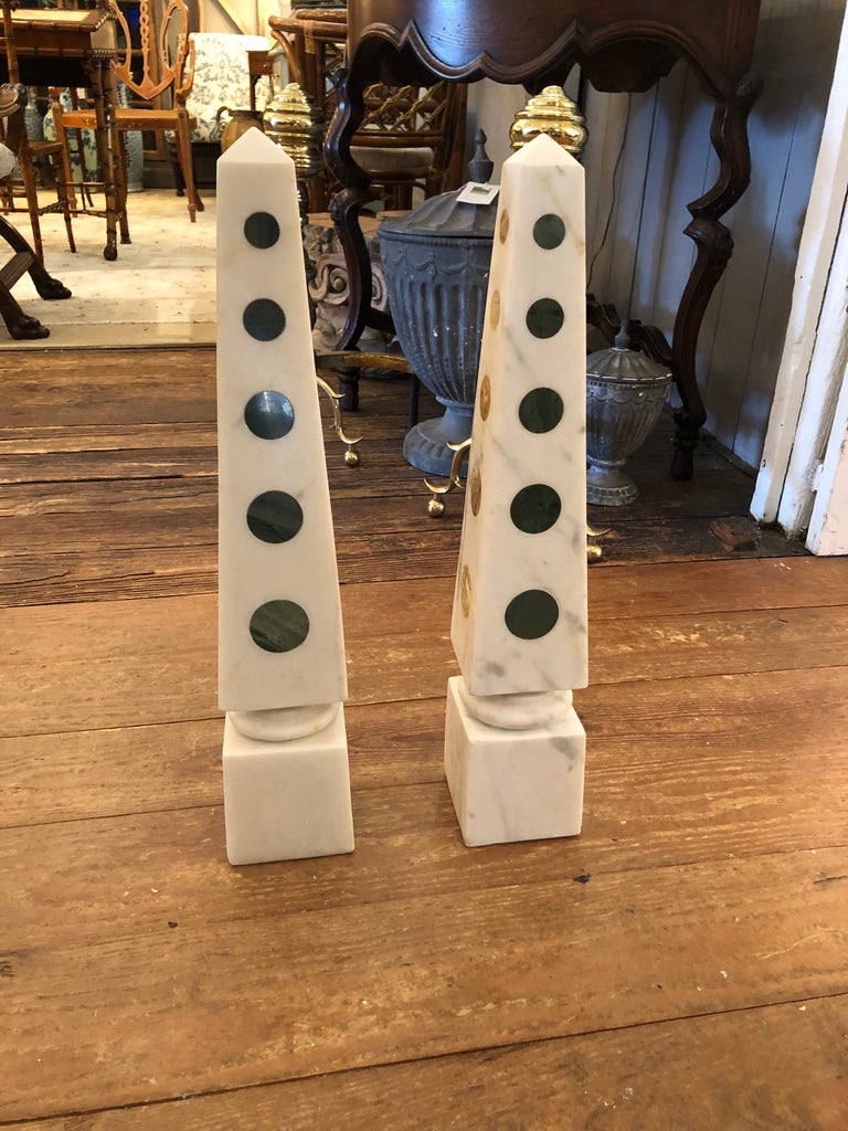 Glamorous Mixed Marble Large Obelisks with Circle Decoration For Sale ...