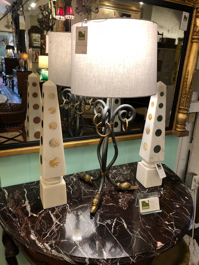 Glamorous Mixed Marble Large Obelisks with Circle Decoration For Sale ...