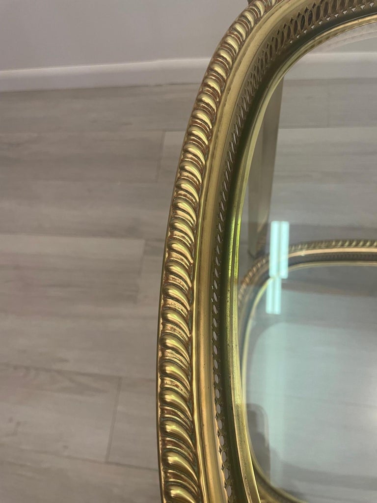 Glamorous Oval Brass and Glass Two Tier Bar Cart with Schnazzy Lucite ...