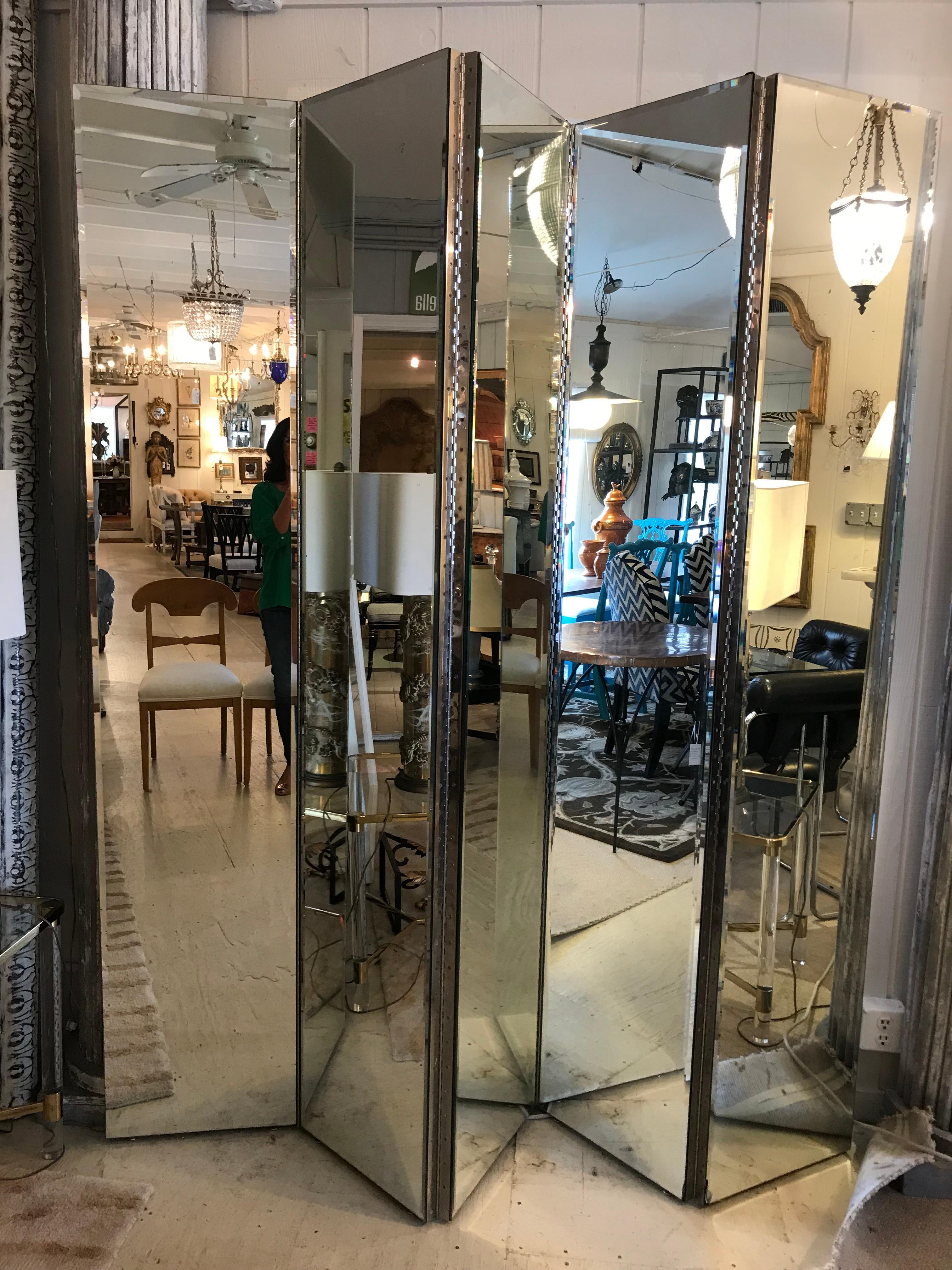 Glamorous Reflective 5-Panel Mirrored Screen at 1stDibs | mirrored ...