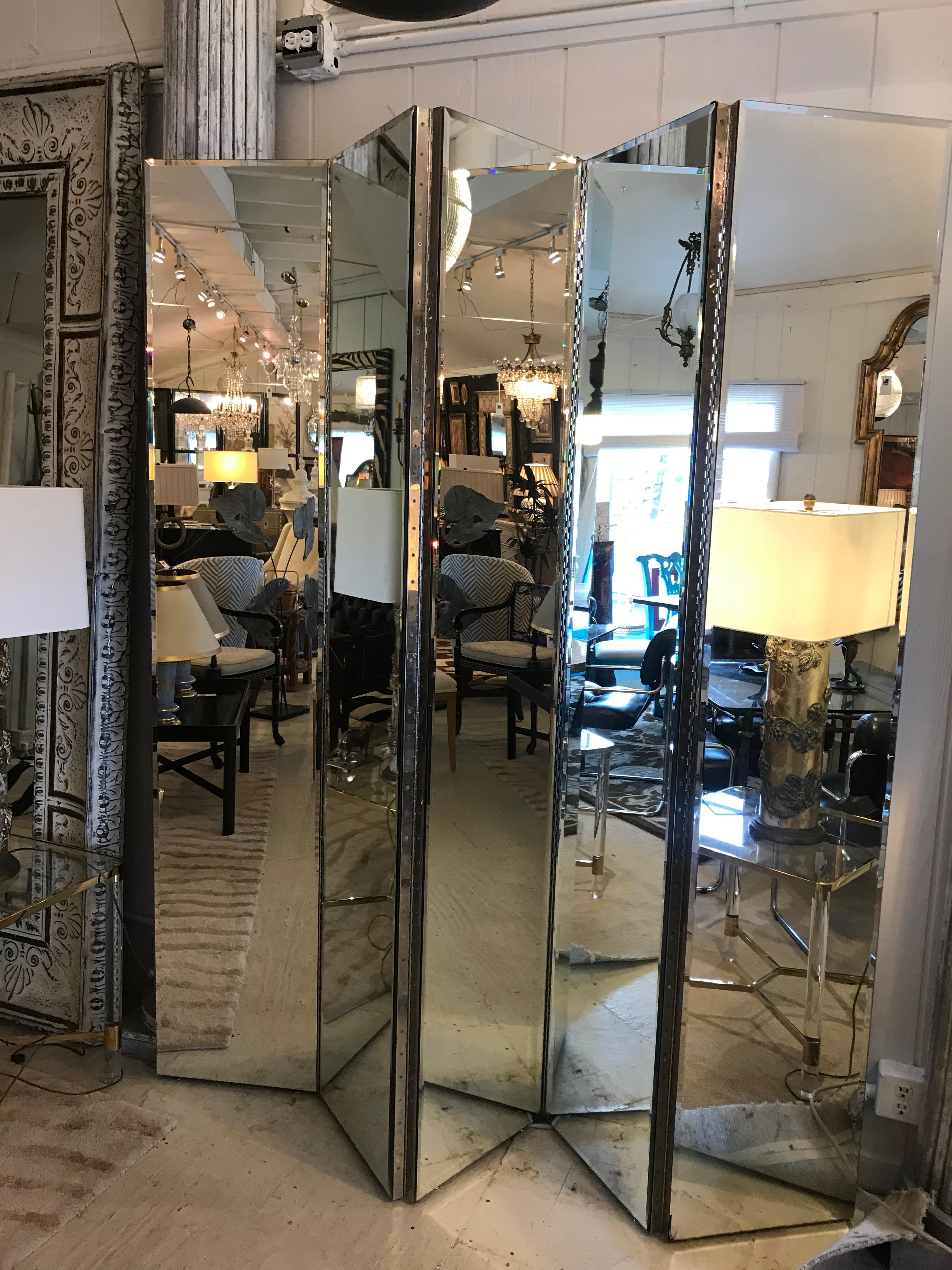 Glamorous Reflective 5-Panel Mirrored Screen at 1stDibs | mirrored ...