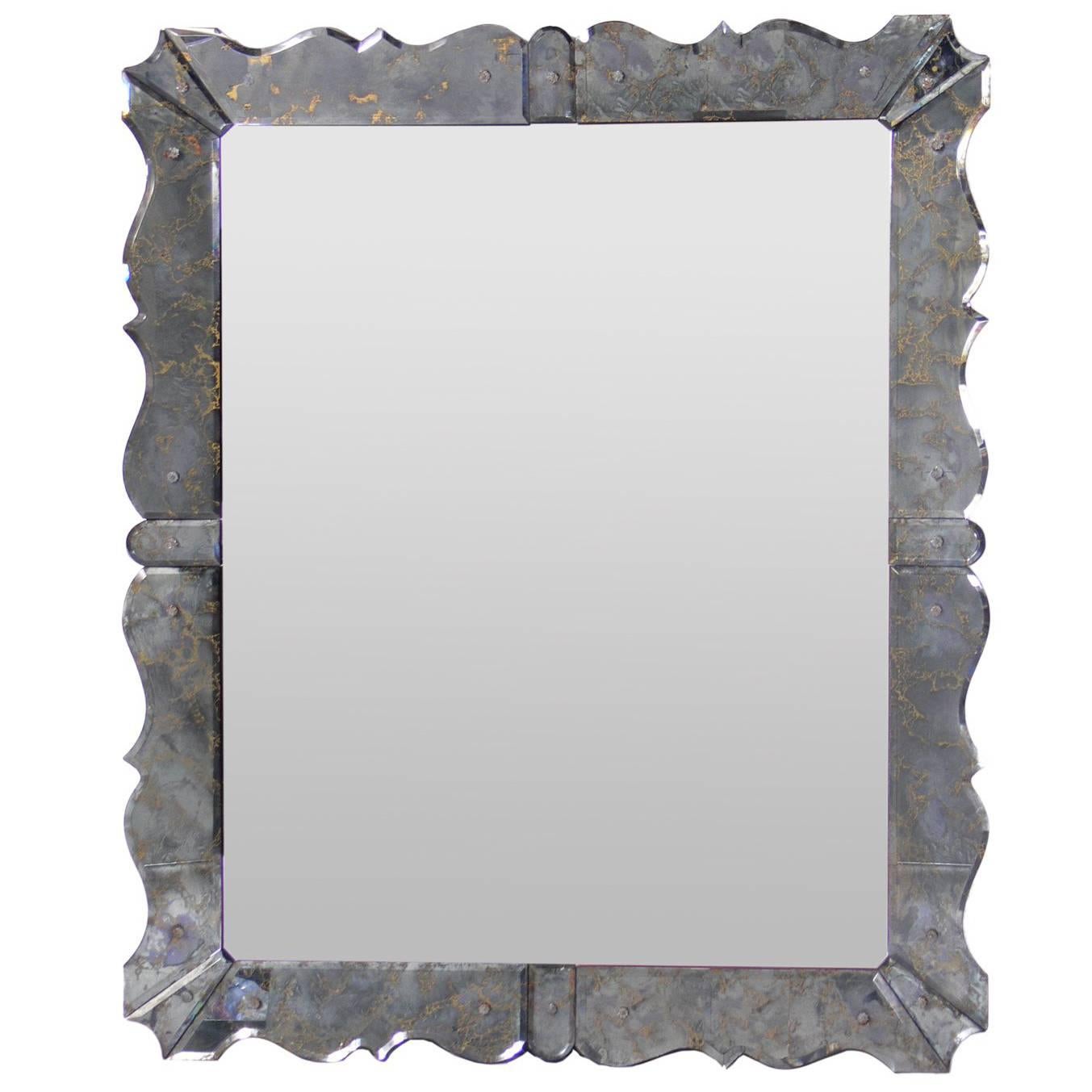 Glamorous Scalloped Mirror in the Manner of Serge Roche at 1stDibs