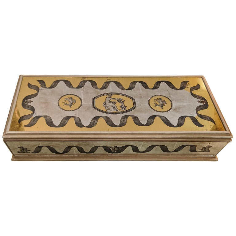 Glamorous Vintage Églomisé Mirrored Jewelry Box at 1stDibs