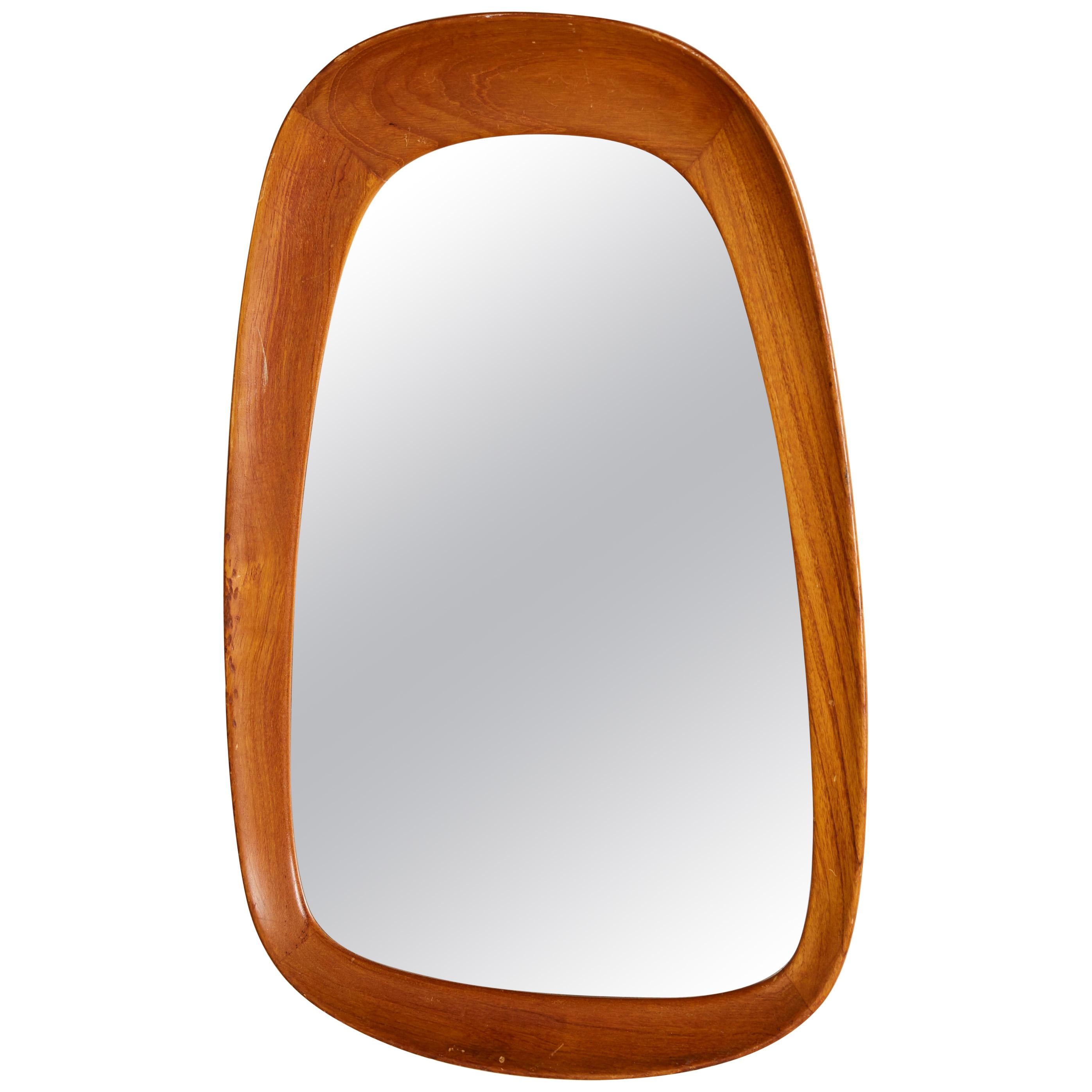 Glas and Trä, Sculptural Organic Wall Mirror, Teak, Crystal Glass ...