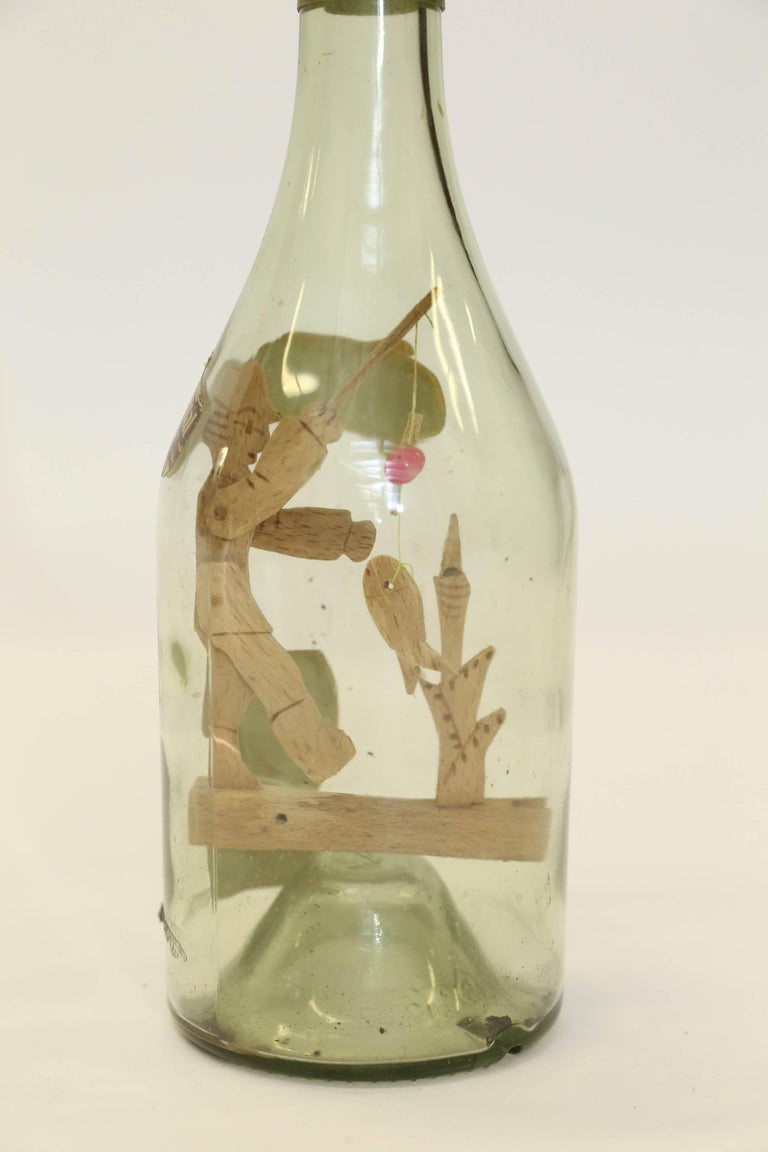Glass 20th Century Calvados "Ship in a Bottle" and Decanter at 1stDibs