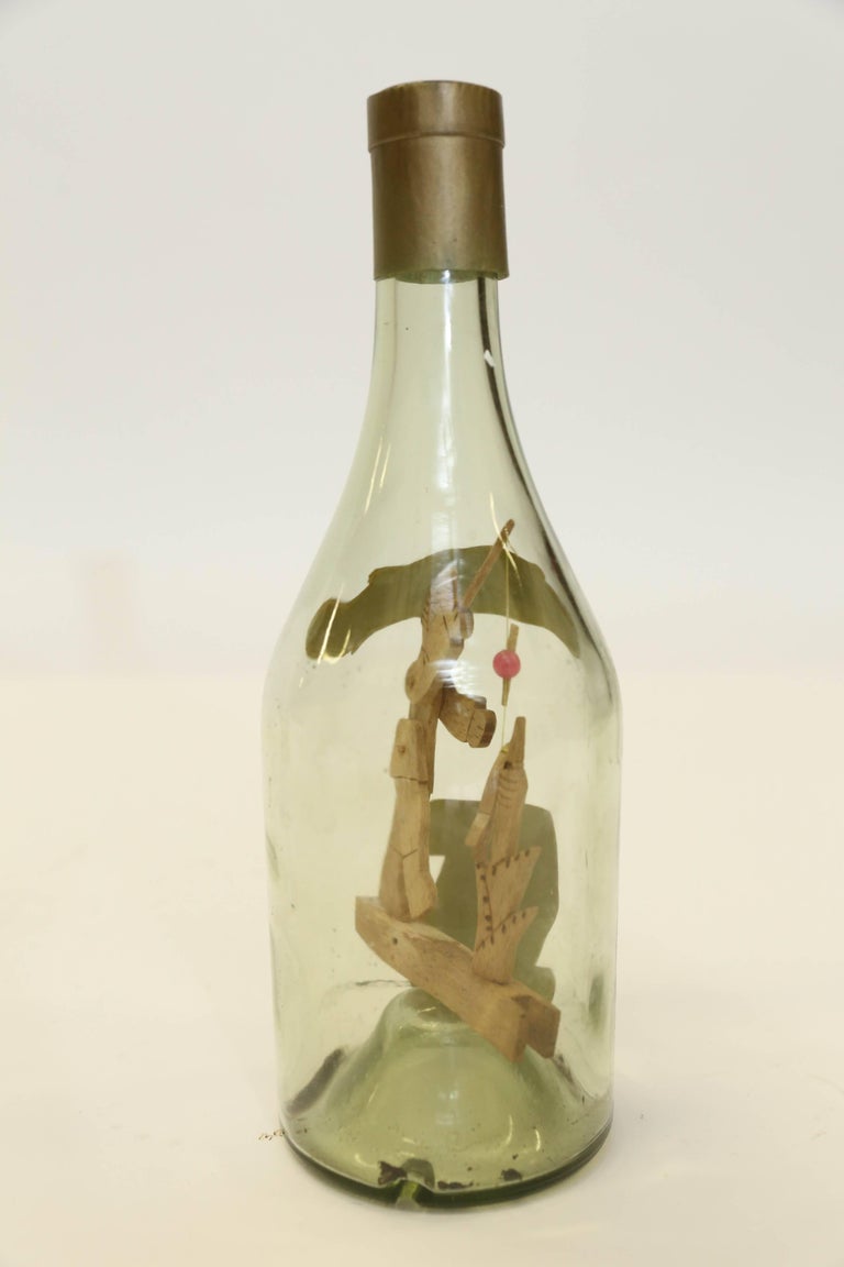 Glass 20th Century Calvados "Ship in a Bottle" and Decanter at 1stDibs