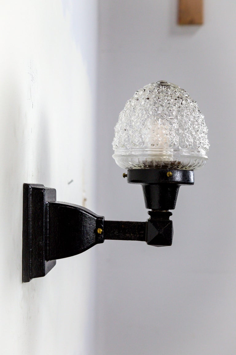 Glass Acorn Iron Mounted Sconces, Pair at 1stDibs