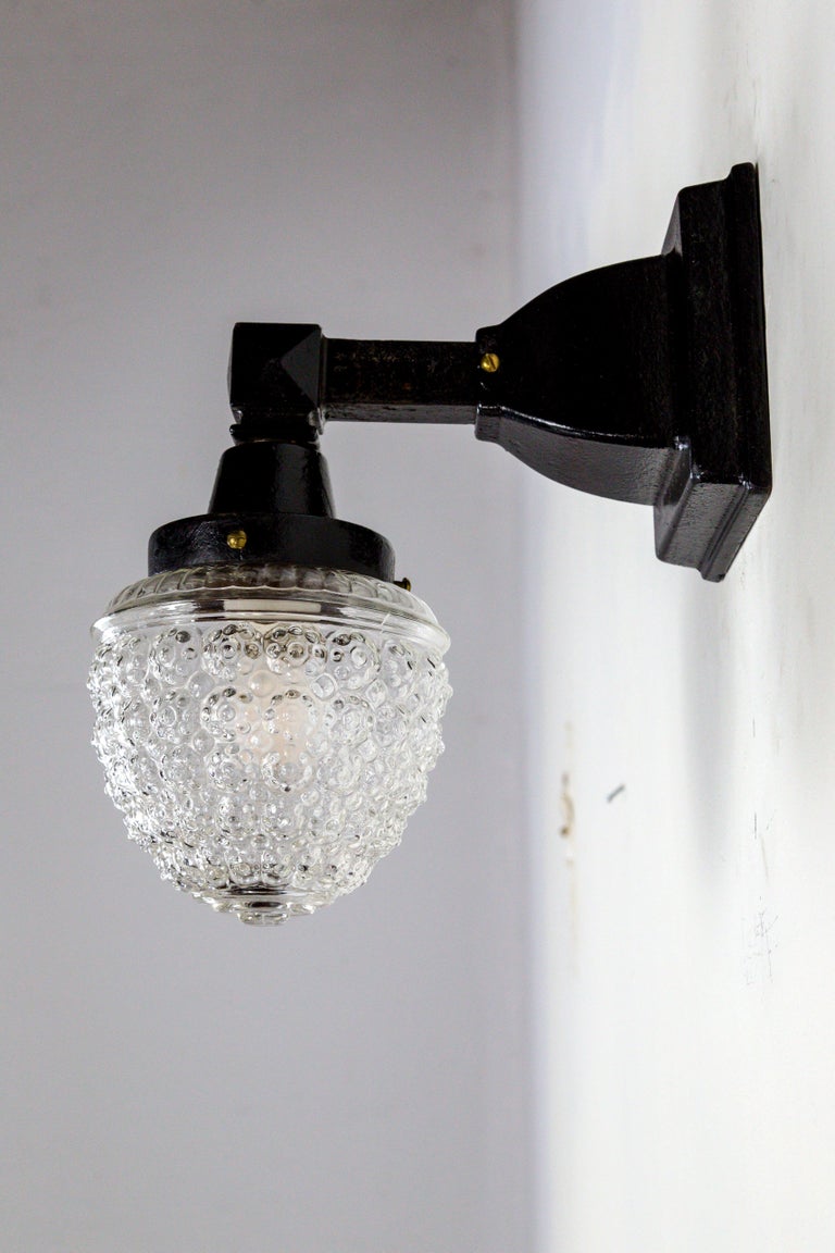Glass Acorn Iron Mounted Sconces, Pair at 1stDibs