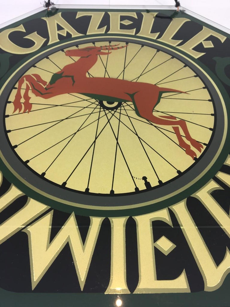 Glass Advertising Sign for Gazelle Bicycles For Sale at 1stDibs