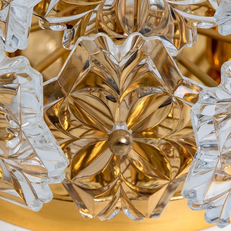 Glass and Brass Floral Two Tiers Flush Mount, Germany, 1970s For Sale ...