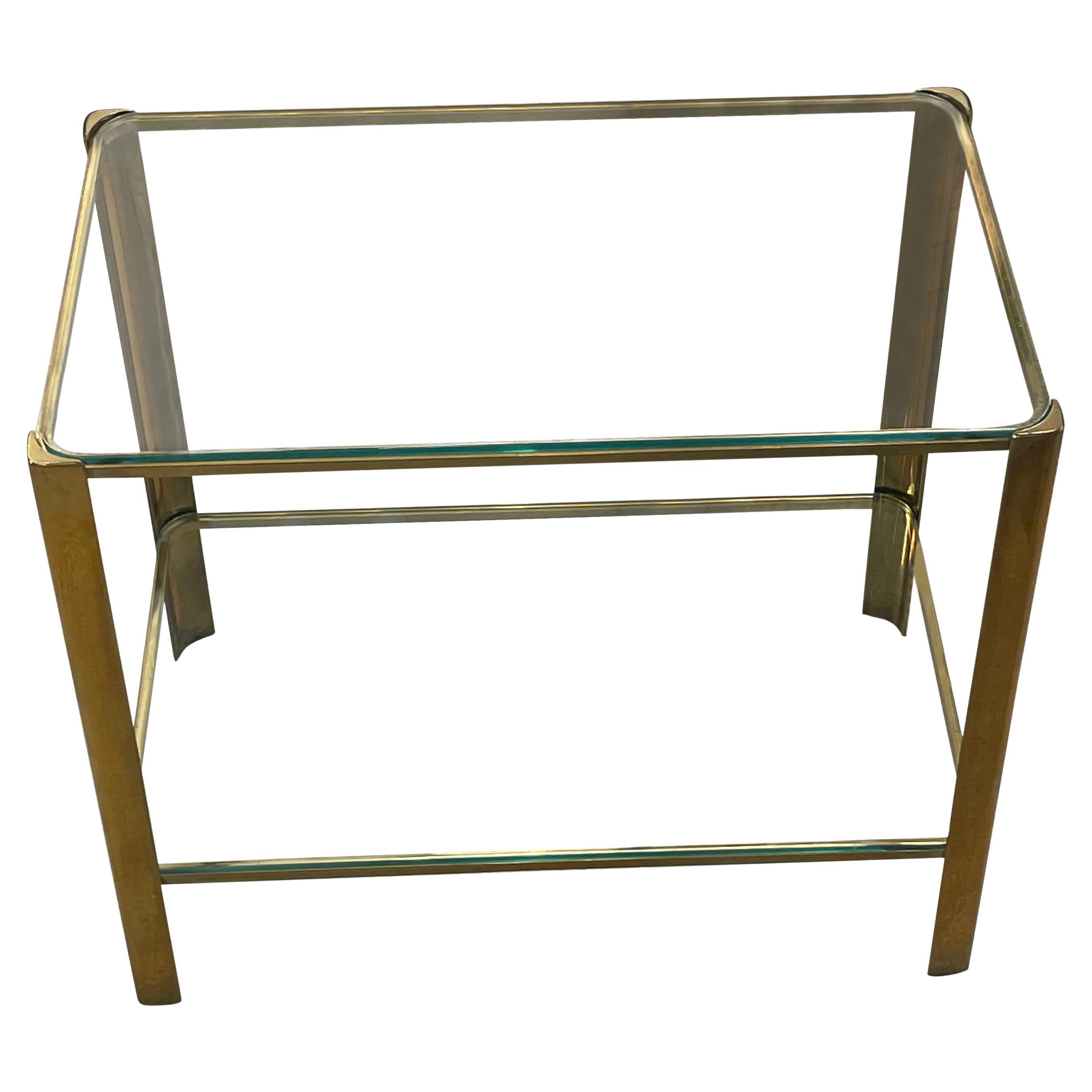 Glass And Brass Side Table By Jacques Quinet For Malabert, France ...