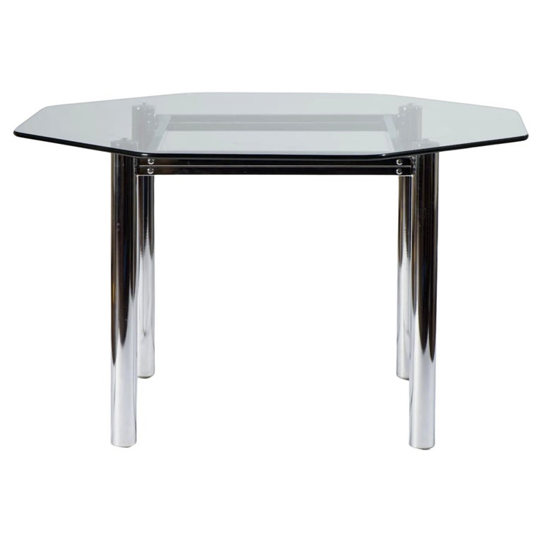 Glass and Chrome Dining Table For Sale at 1stDibs