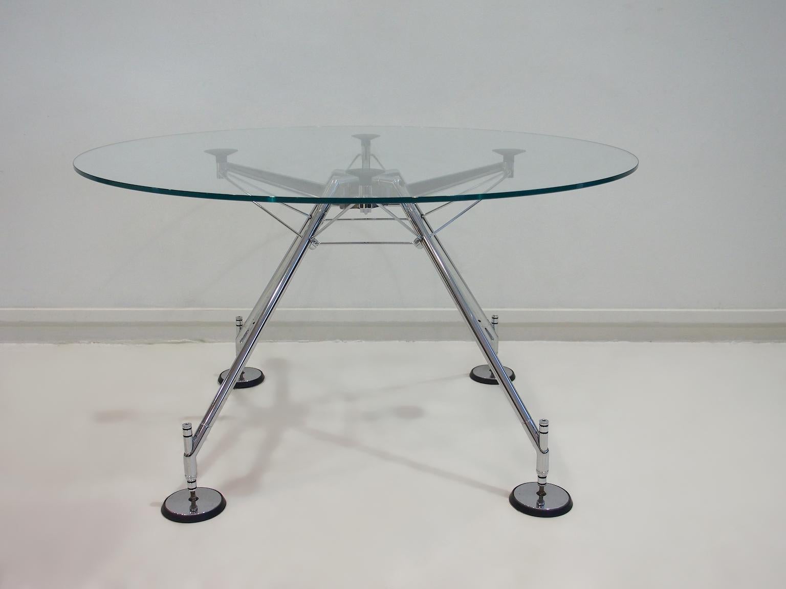 Glass and Chrome-Plated Tubular Steel Nomos Table by Norman Foster for ...