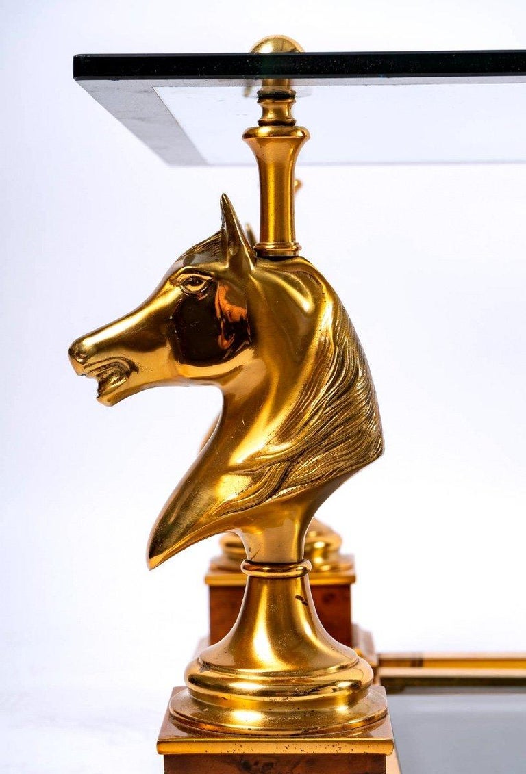 Glass and Gilt Bronze Cheval Coffee Table, Maison Charles, 20th Century ...