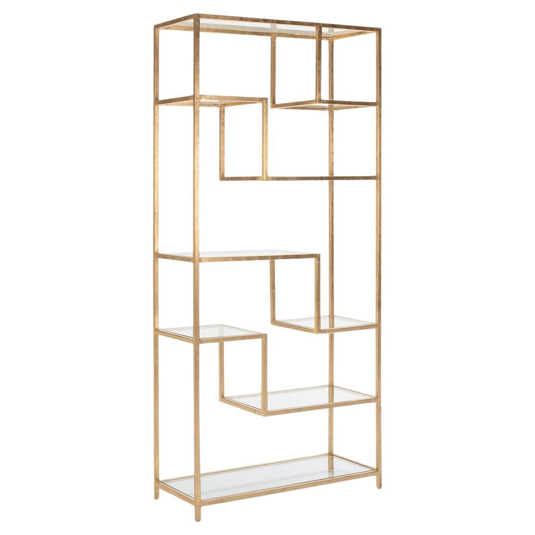 Glass And Golden Metal Shelf by Thai Natura For Sale at 1stDibs