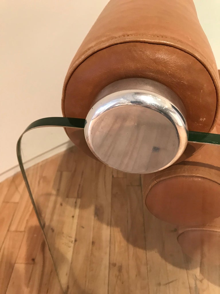 Glass and Leather "Hyaline" Lounge Chair by Fabio Lenci at 1stDibs