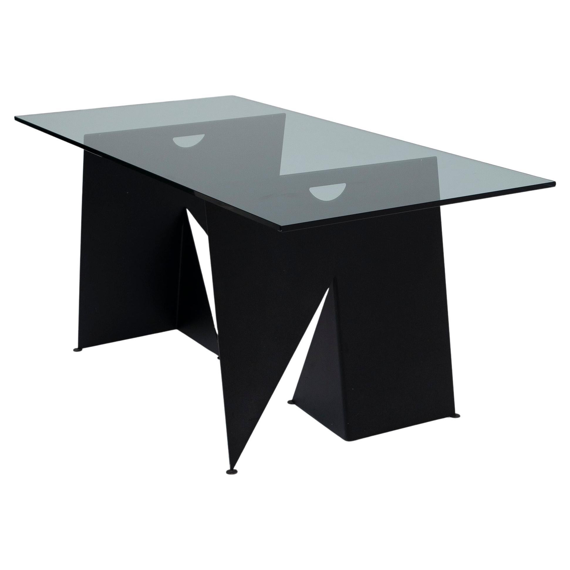 Glass and metal desk For Sale at 1stDibs