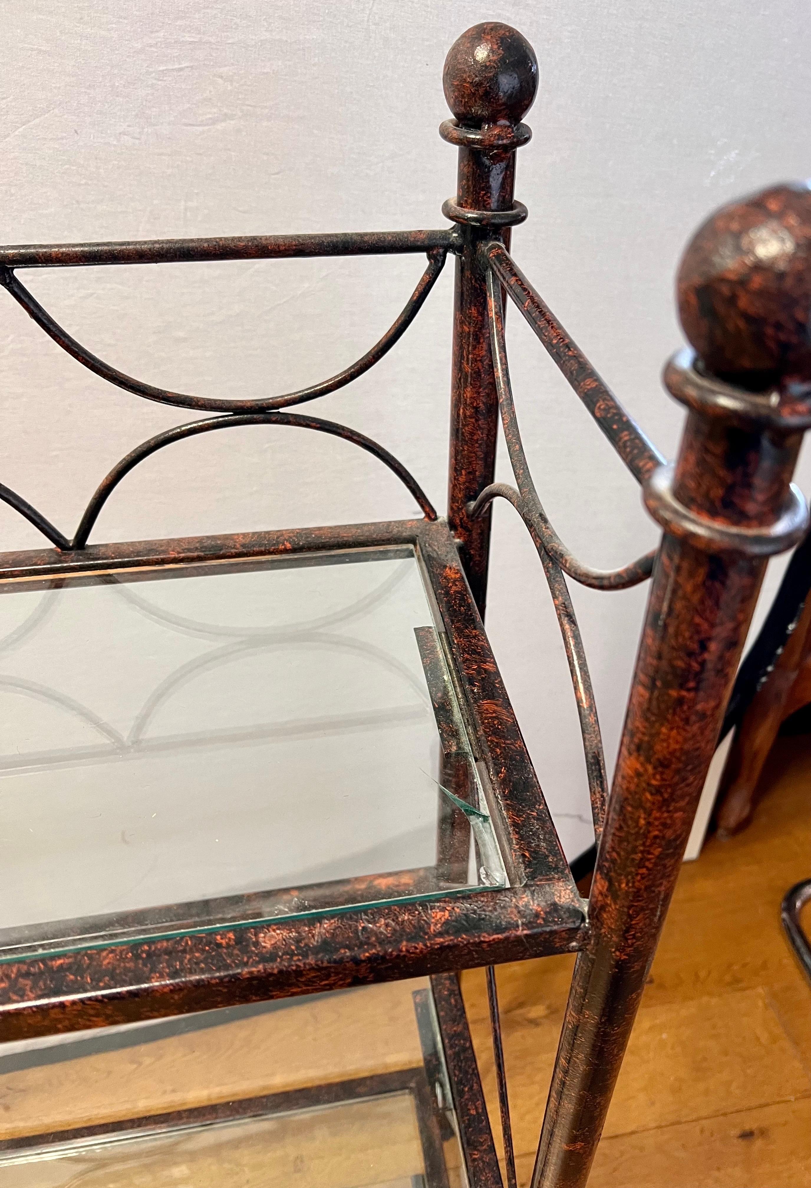 Glass and Metal Three Tiered Etagere Etegere Shelves Library Console ...