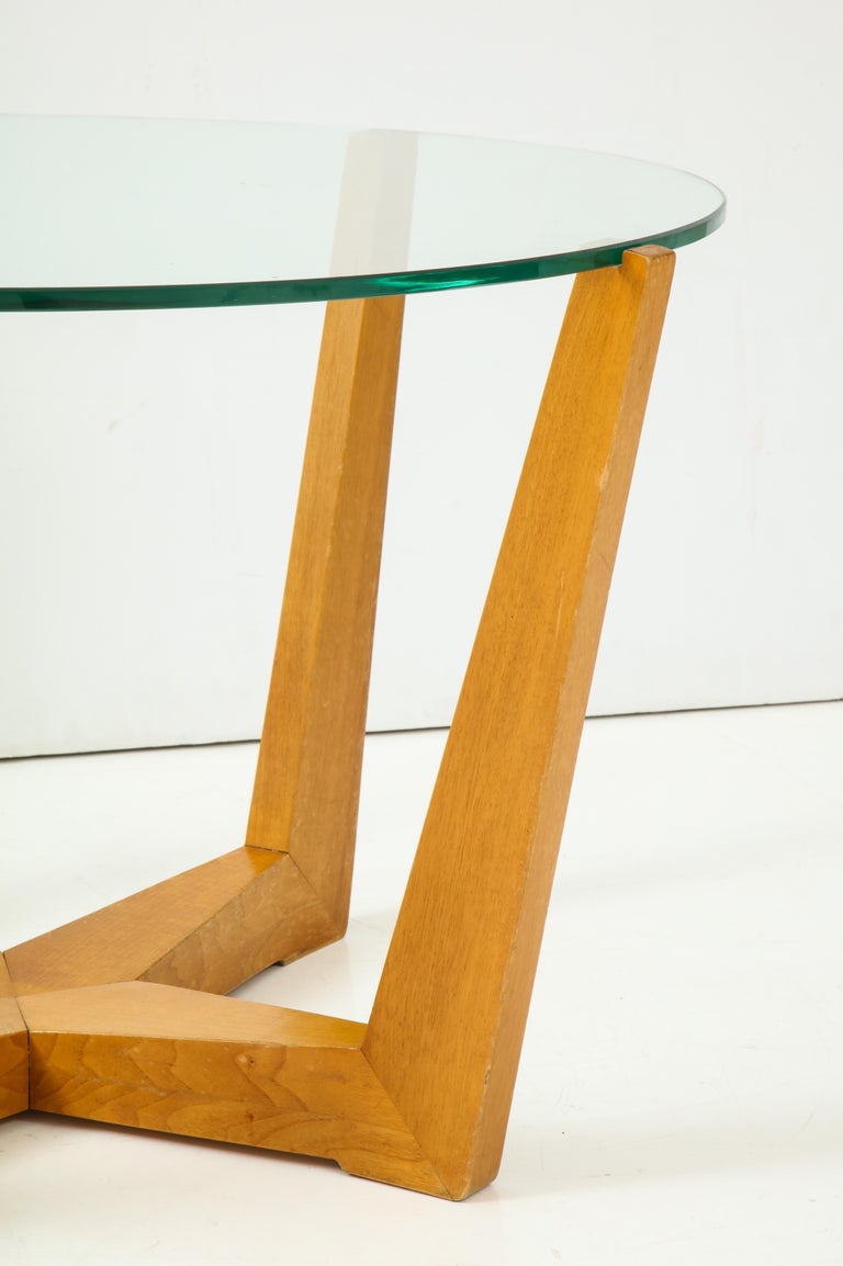 Glass and Oak Coffee Table For Sale at 1stDibs