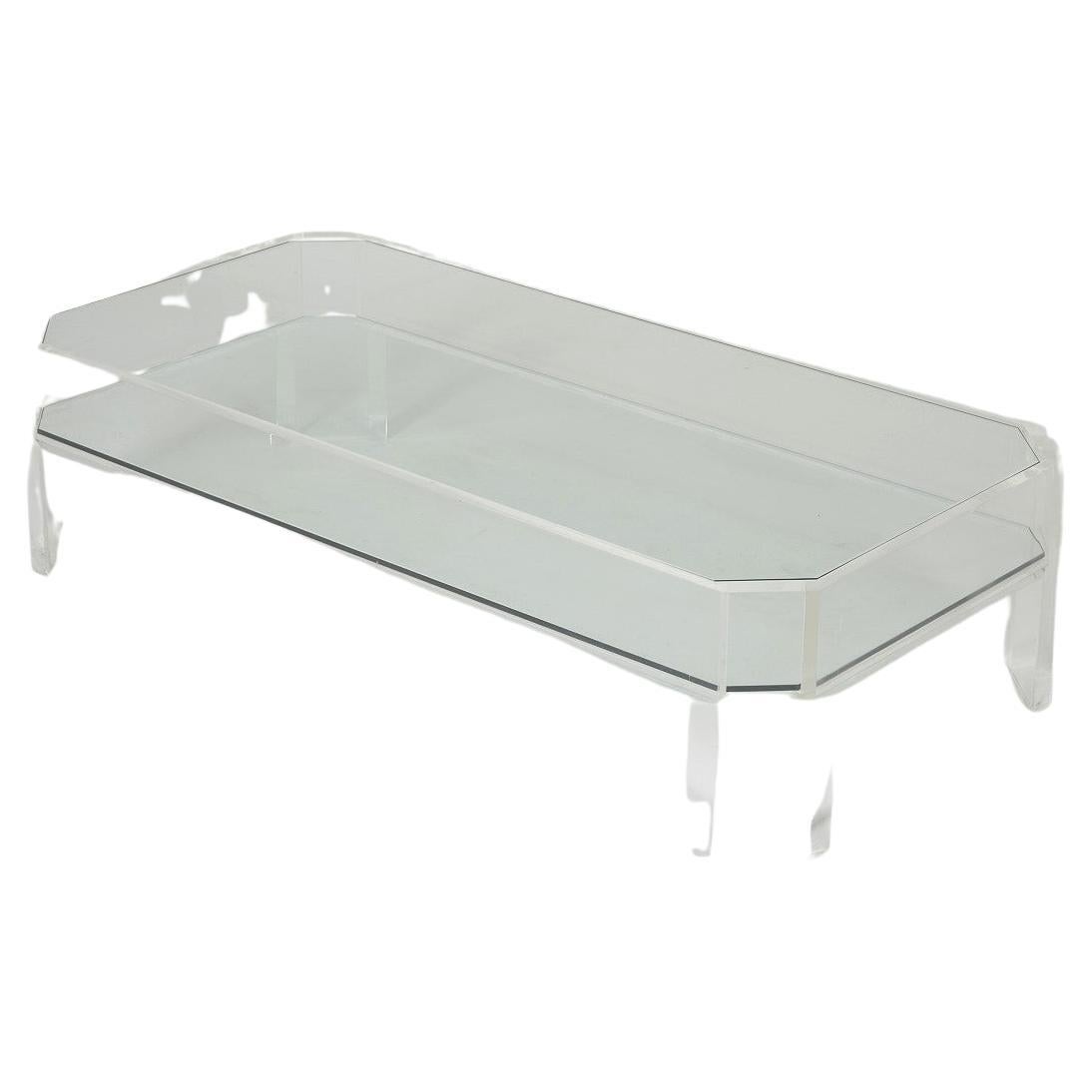 Michel Dumas Coffee Table Plexiglass Securit Glass and Metal, 1950 at ...