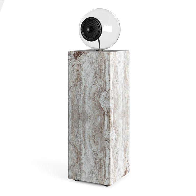 Glass Ball Full-Range Stereo Speaker Set W. Travertine Base ...