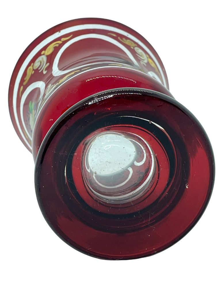 Glass Beaker, Ruby Red Coloured with Enamel Paint, Bohemia, Mid 19th ...
