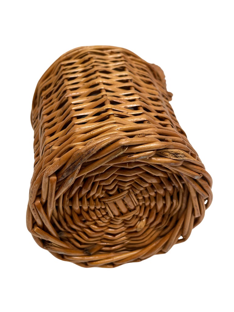 Glass Bottle in Woven Basket Wicker Ratan vintage Germany, 1960s For ...