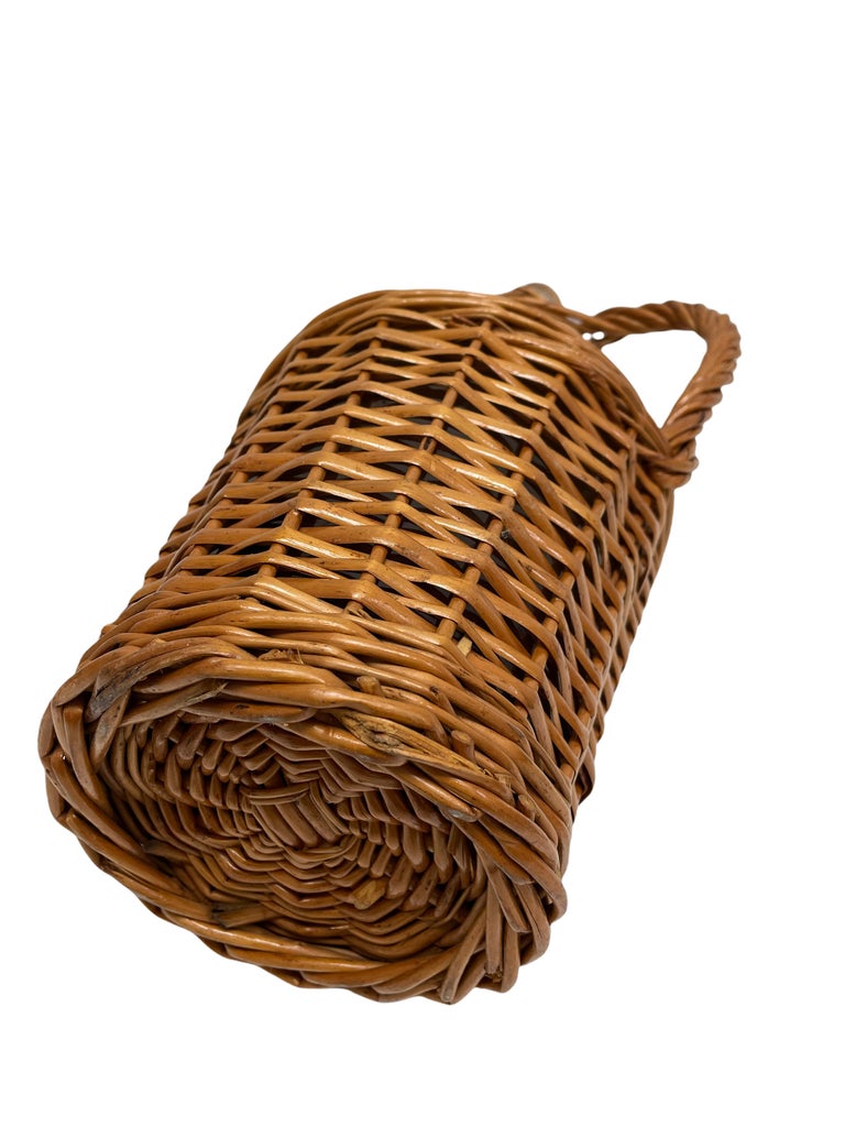 Glass Bottle in Woven Basket Wicker Ratan vintage Germany, 1960s For ...