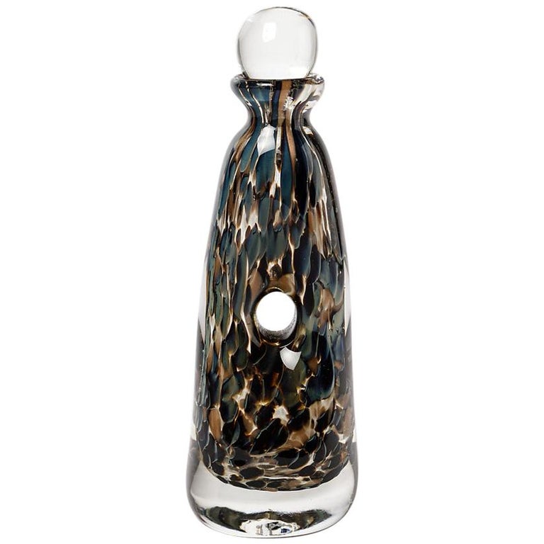 Glass Bottle with Cap Many Colors and Organic Form Signed and Dated ...