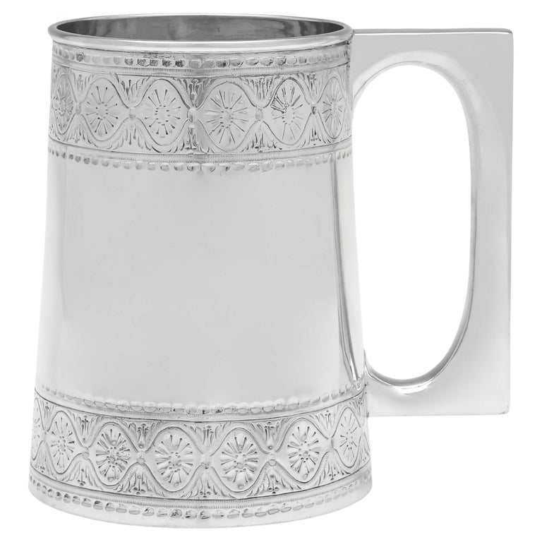 Glass Bottom Antique Victorian Silver Tankard, Sheffield 1891 Gibson ...