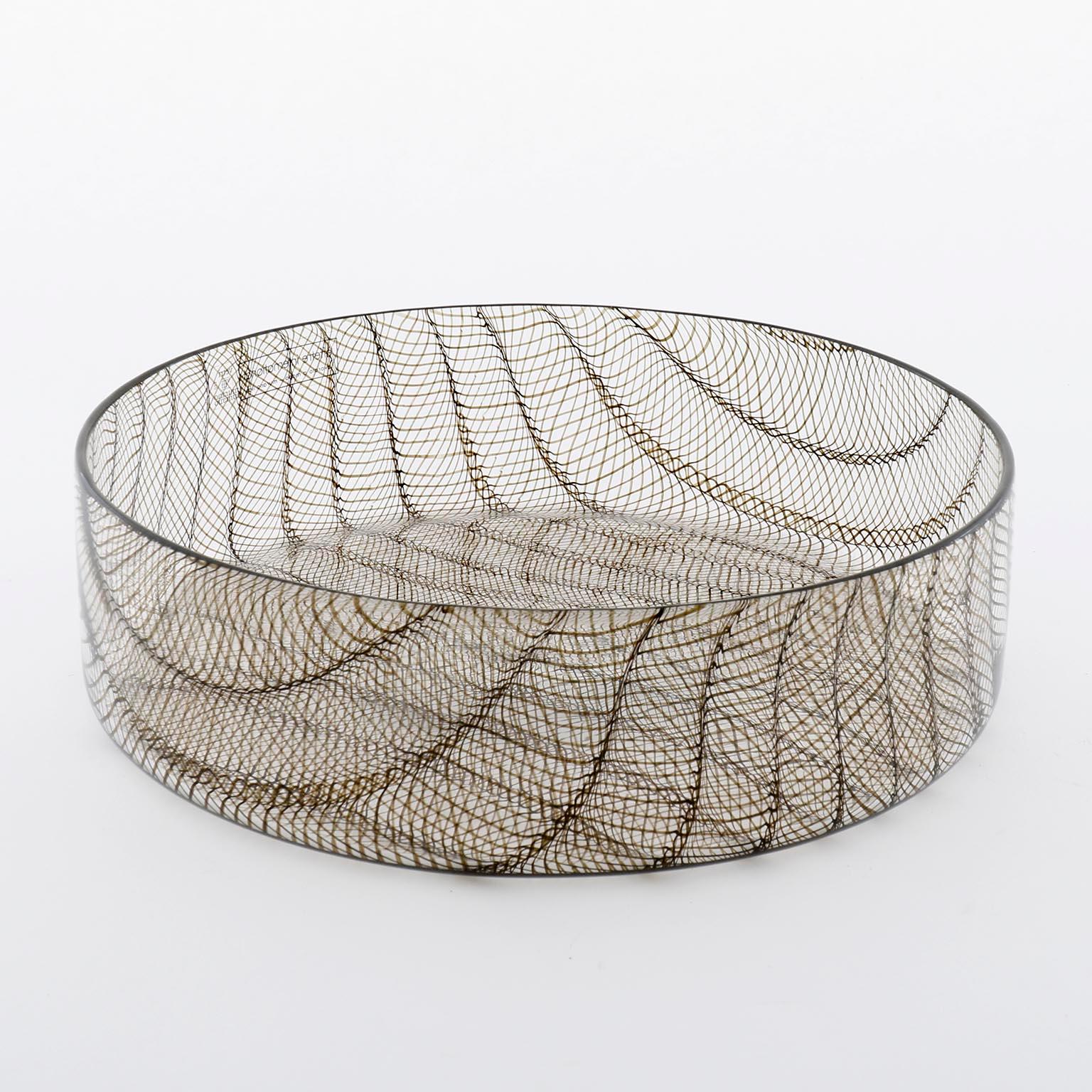 Glass Bowl by Lino Tagliapietra for Effetre, Clear Sepia Black Glass ...