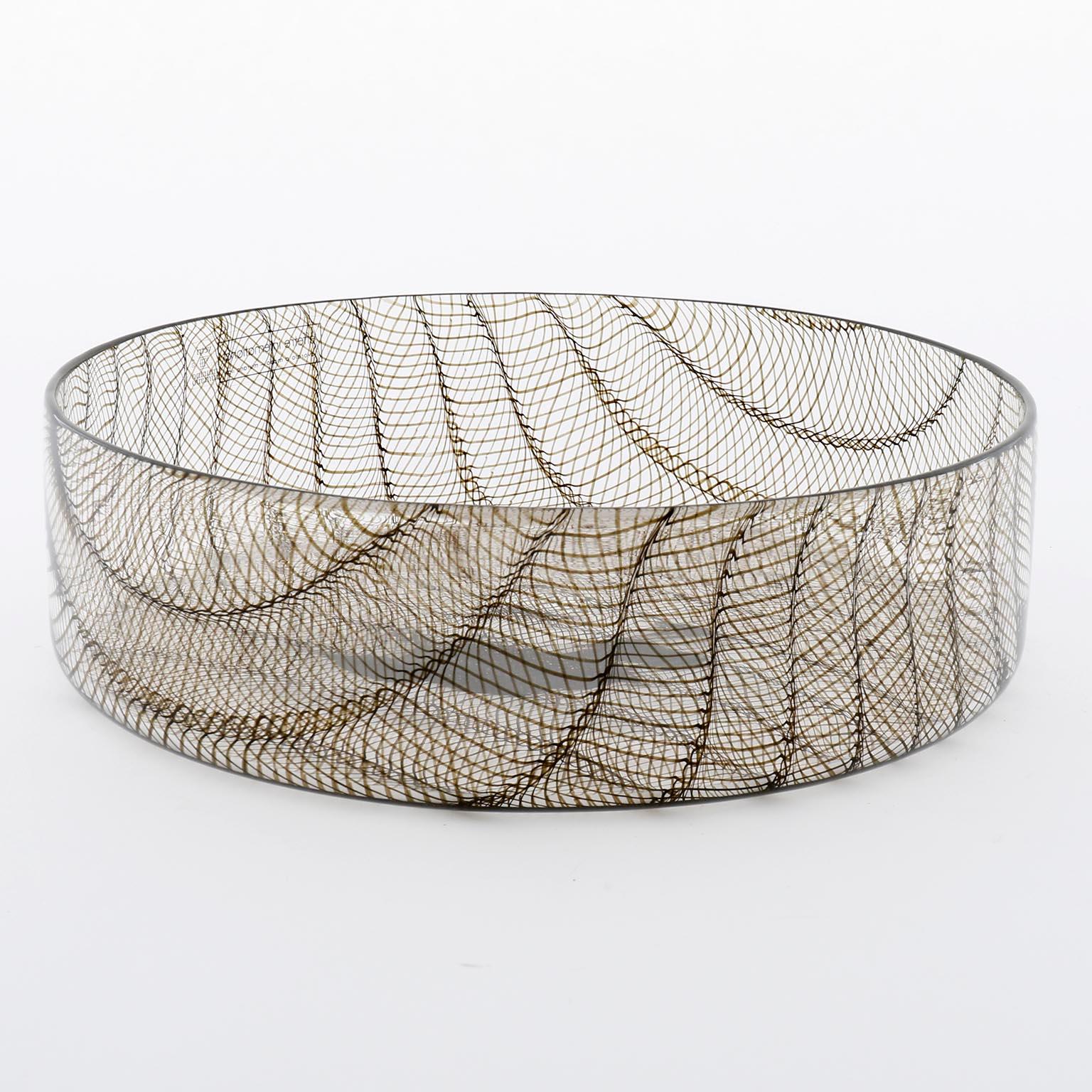 Glass Bowl by Lino Tagliapietra for Effetre, Clear Sepia Black Glass ...